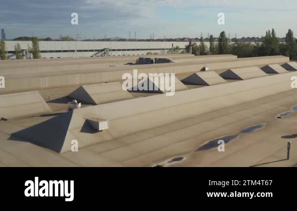 Roof of a warehouse Ventilation cooling system Reveals construction ...