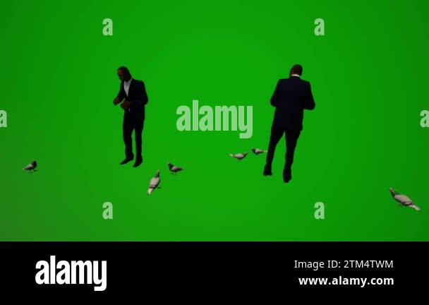 Black business man green screen walk mobile phone talking sitting ...