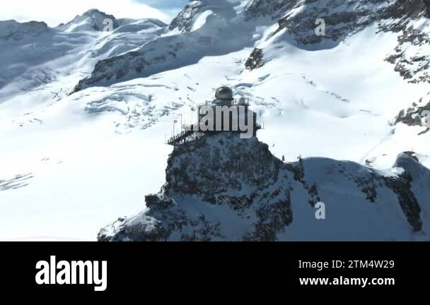 Aerial panorama view of the Sphinx Observatory on Jungfraujoch - Top of ...