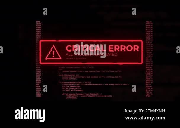 Cgi Video Of Critical Error Message Flashing On Computer Screen With