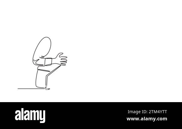 Self drawing animation of single line draw young angry businessman ...