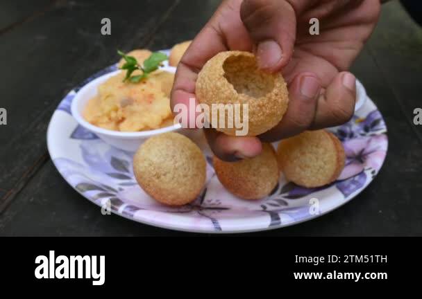 Delicious Panipuri. Its other names Golgappa and Puchka. It is a famous ...