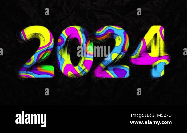 2024 animated New Year card. Color paper cut abstract animation. 3D ...