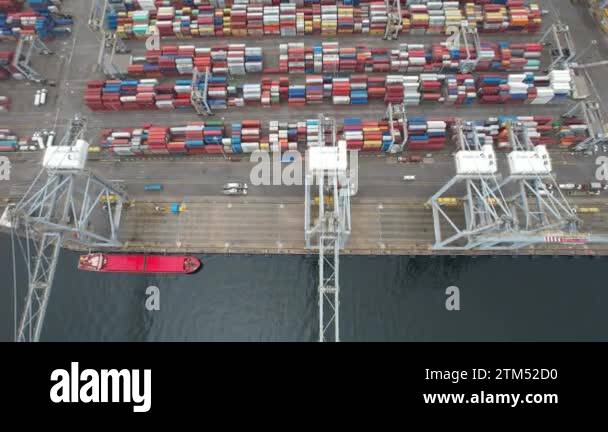 Container loading and unloading in deep sea port, logistic import and ...