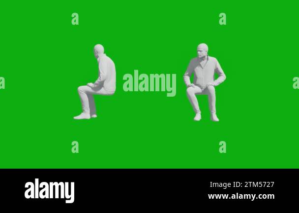 3d office man sitting green screen thinking 2 different modes 3d office ...