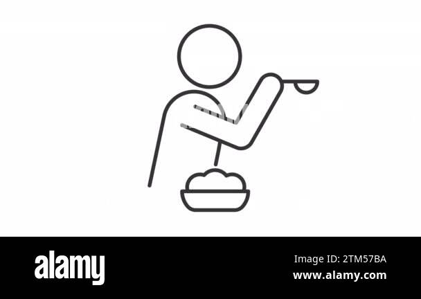 Spoon feeding linear animation. Mother giving food. Nurturing ...