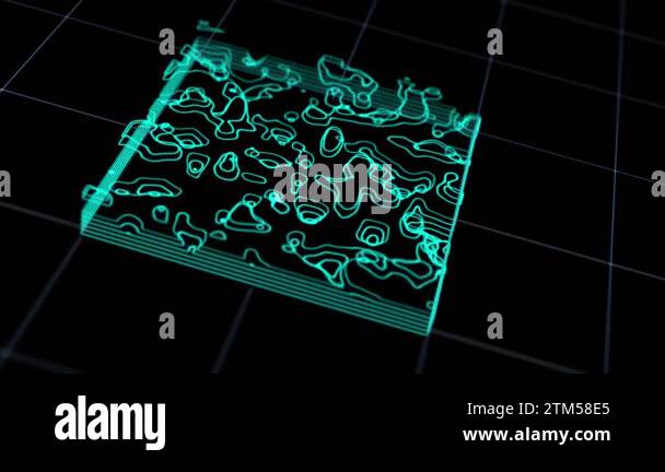 Earthquake activity analyzing digital display red danger areas ...