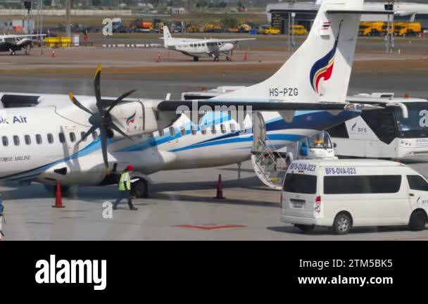 BANGKOK, THAILAND - JANUARY 21, 2023: Plane ATR 72 of Bangkok Airways ...