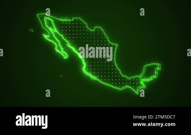 Neon Green Mexico Map Borders Outline Loop Background. Neon Green ...