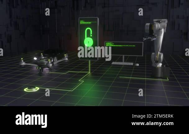 Artificial intelligence and advanced technologies. Moving banner with ...