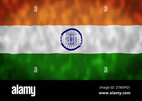 Seamless loop animation of the India flag. 4K India flag flying high at ...