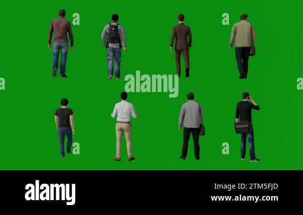 3D several different Asian and Korean male students green screen ...