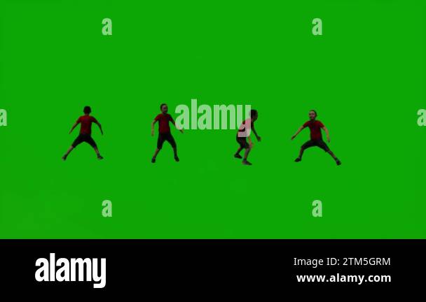 3D several different American student boys green screen background ...