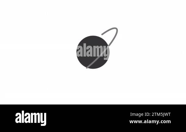 Animated planet with ring loader. Saturn ball. Simple black and white ...