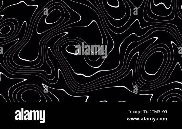 Abstract animated outline topographic contour map. Moving waves on ...