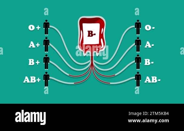 4k animation of blood donation with all possible blood group ...