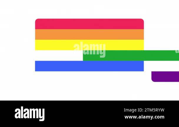 Animated rainbow flag color icon. Moving out colourful stripes. Symbol ...