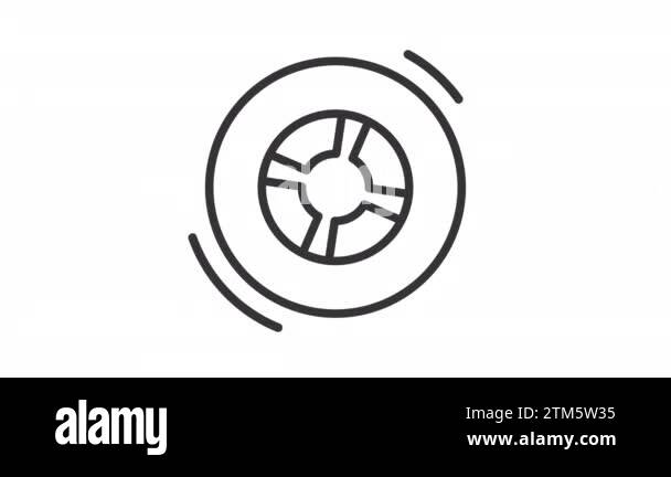 Animated tire linear icon. Automotive component. Transportation ...