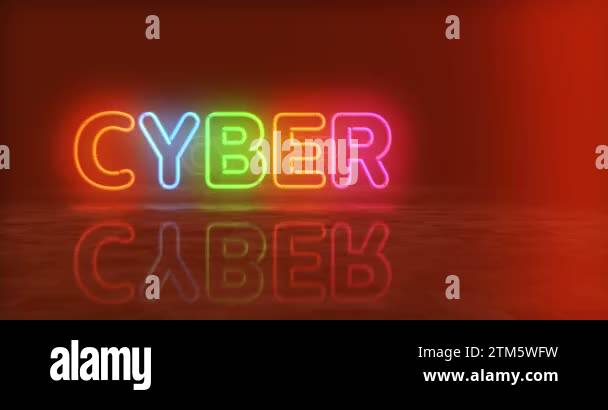 Cyber neon symbol. Light color bulbs. Digital computer abstract seamless and loopable concept ...