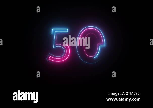 Neon digit 50 with alpha channel, neon digits, number fifty Stock Video ...