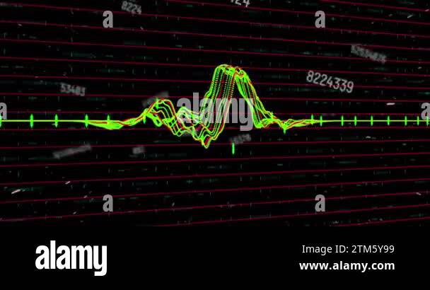 Animation of changing numbers over multiple graphs against abstract background. Digitally ...