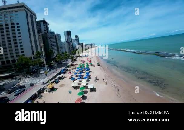 Boa Viagem Beach At Recife In Pernambuco Brazil. Cityscape Landscape ...