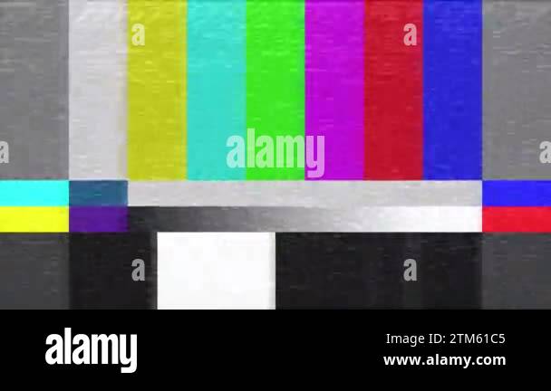 Old CRT TV color rendering test. SMPTE color bars with VHS effect ...