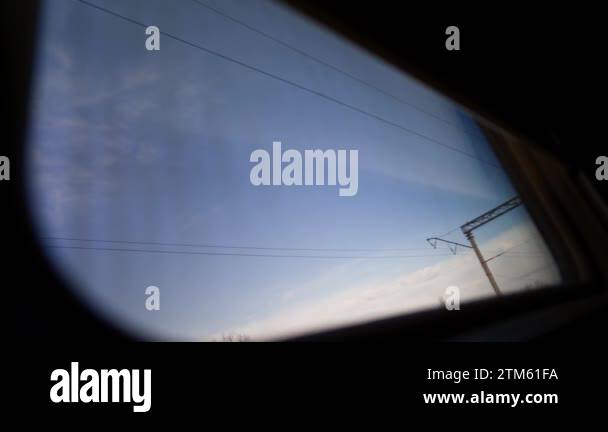 Bullet train rides on the railway track during the daytime. Journey and ...