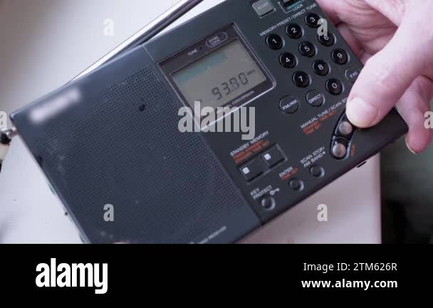 Finding a Frequency on a Black Dusty Modern Portable Digital Radio ...