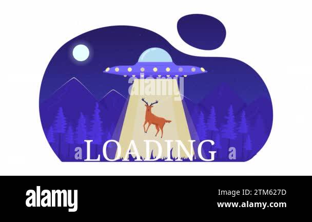 Animated alien abduction loader. Flying saucer. Flash message 4K video ...