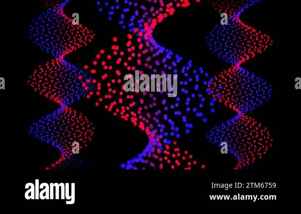 Animation Of Red And Blue Dna Rotating Dots On Black Background Digital Composite Technology