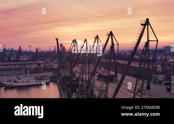 Silhouettes container cranes at port Stock Videos & Footage - HD and 4K ...