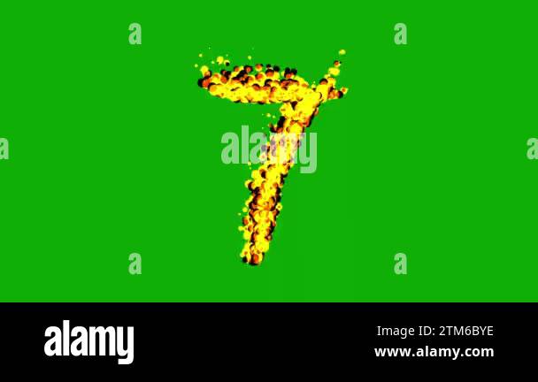 Number 7 with fire effect on green screen background Stock Video ...