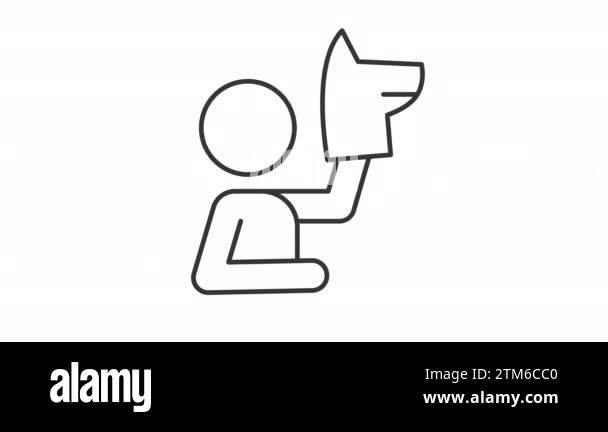 Kid playing linear animation. Boy wearing hand puppet. Children ...