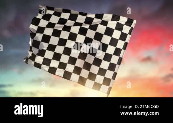 Checkered Race Flag Waving Continuously in the Wind, 1000fps. Racing ...