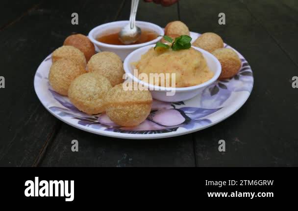 Delicious Panipuri. Its other names Golgappa and Puchka. It is a famous ...