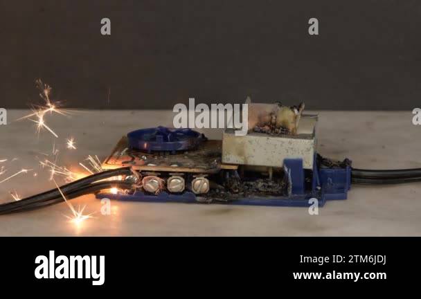 The wires on the electrical microplate are burning and sparking, short ...