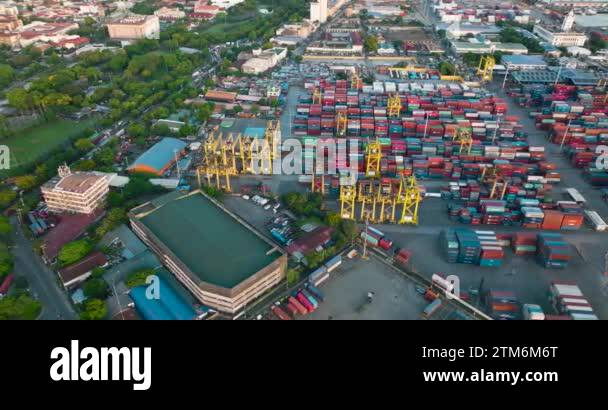 Container terminal in the city of Manila. Largest cargo port ...