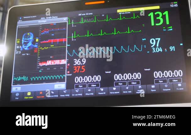 Modern patient monitor. Electronic Health Monitor displaying medical ...