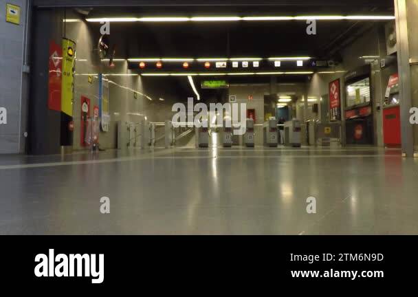 The turnstiles at a Barcelona metro station, where commuters start ...