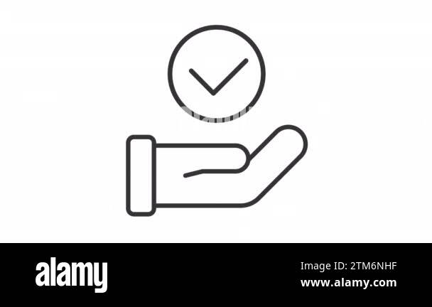 Animated hand and tick linear icon. Decision making. Provide support ...