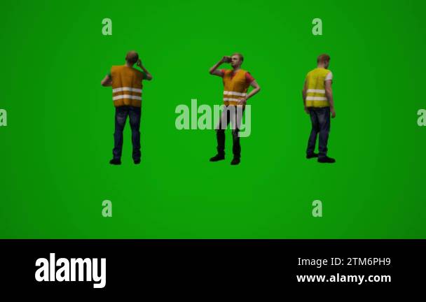 Construction worker green screen, working, walking, dancing, mobile ...