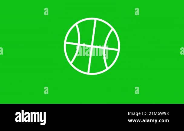 Basketball white line animation. Bouncing and rotating ball. Sports ...