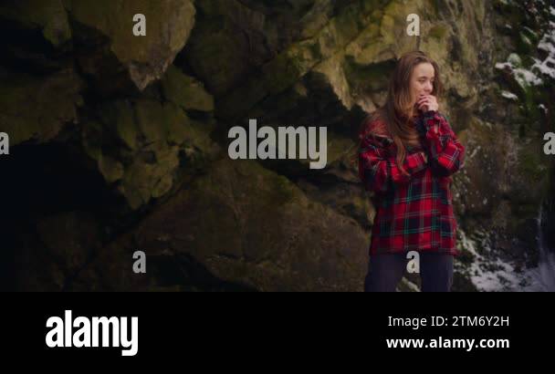 Female traveler finds inner peace in the beauty of nature, hiking ...