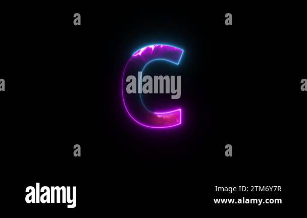 Neon letter C with alpha channel, neon alphabet for banner Stock Video ...