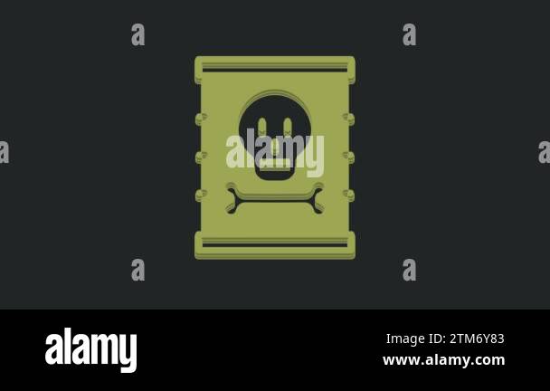 Green Radioactive waste in barrel icon isolated on black background ...