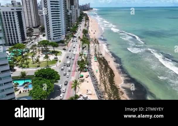 Boa Viagem Beach At Recife In Pernambuco Brazil. Cityscape Landscape ...
