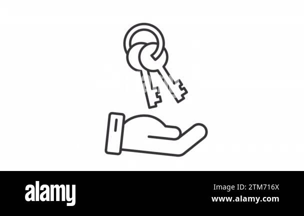 Keys handover linear animation. Buying house. Car purchase deal ...