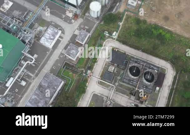 Thermal power plant on a volcano in the middle of the jungle, steam ...