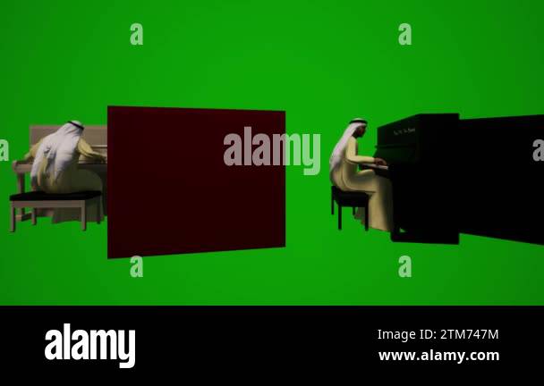 3d group different UAE and Arab Muslim men green screen background ...
